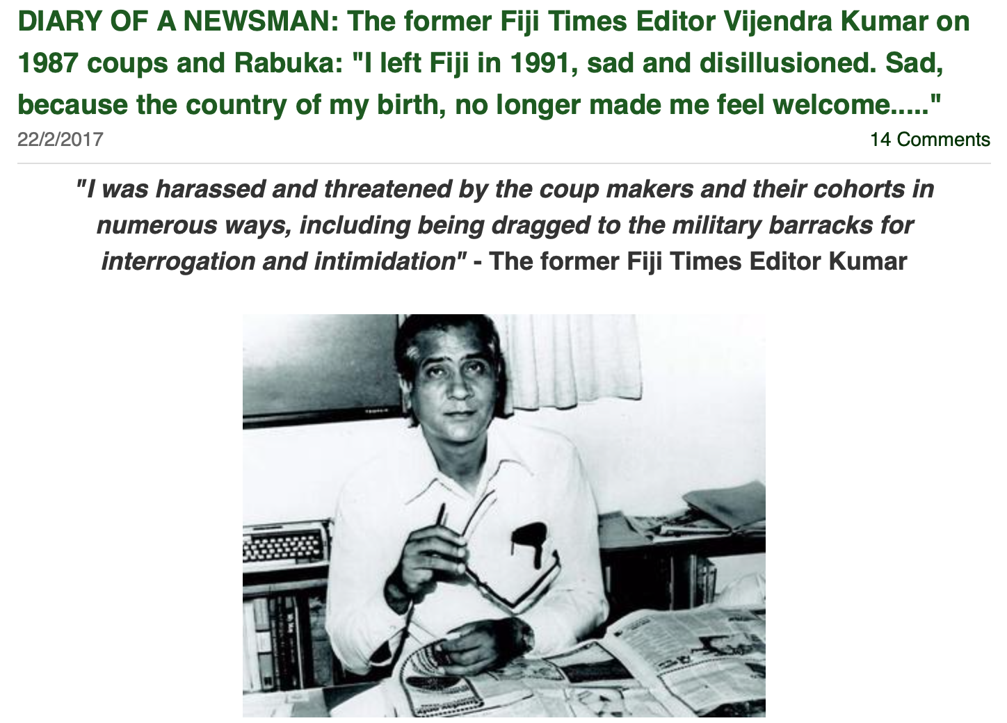 # VALE VIJENDRA KUMAR. SELECTIVELY REMEMBERED - grubsheet