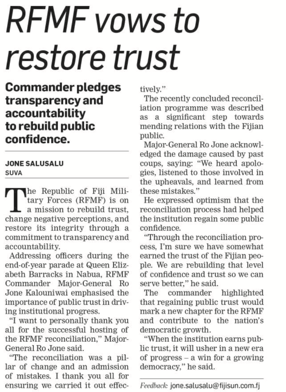 # A NAVY ALL AT SEA AND AN RFMF COMMANDER MORE INTO HUGS THAN ...