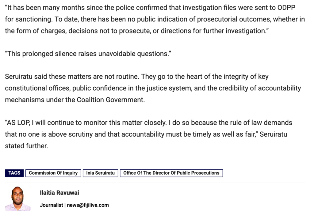 # WHAT THE CHIEF JUSTICE, THE ACTING DPP AND THE FIJI LAW SOCIETY ...