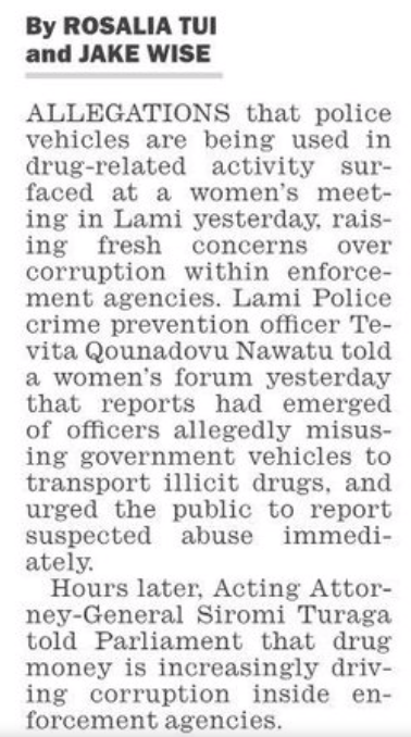 # AUSTRALIA FEARS THE FIJI POLICE CANNOT BE TRUSTED IN THE REGIONAL ...